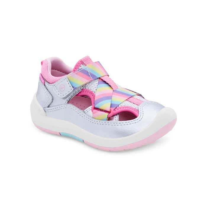 Little Girl Stride Rite SRTech Surf in Silver Rainbow – Lucky Shoes